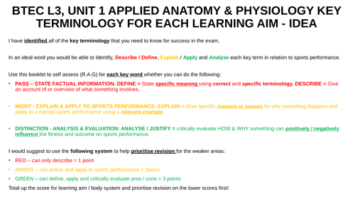 BTEC LEVEL 3 UNIT 1 (A&P) KEY TERMINOLOGY INTERACTIVE REVISION ...