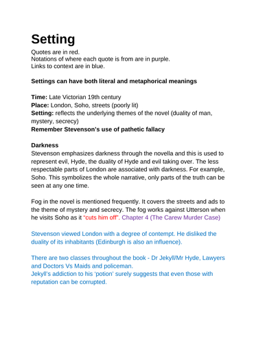 Dr Jekyll and Mr Hyde Notes Bundle | Teaching Resources