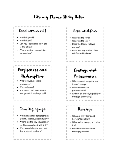 Printable Literary Theme Sticky Notes | Editable | Any Novel, Poem or ...