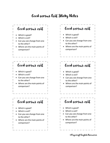 Printable Literary Theme Sticky Notes | Editable | Any Novel, Poem or ...