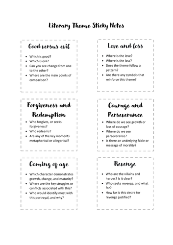 Printable Literary Theme Sticky Notes | Editable | Any Novel, Poem or ...
