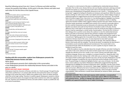 Romeo and Juliet Grade 9 Model Responses | Teaching Resources