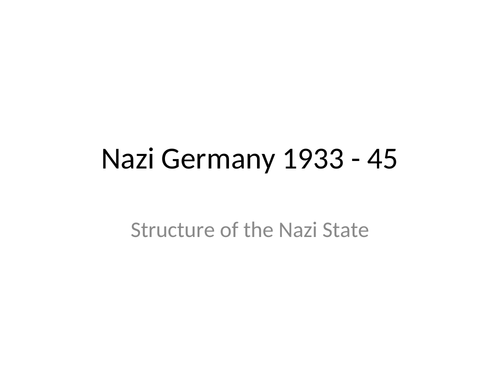 A level Nazi Germany and the System of Government | Teaching Resources