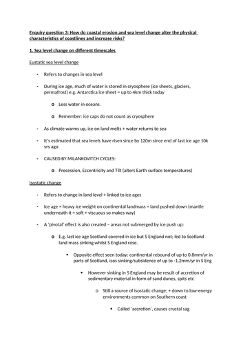Edexcel A Level Geography Coasts Revision Notes | Teaching Resources