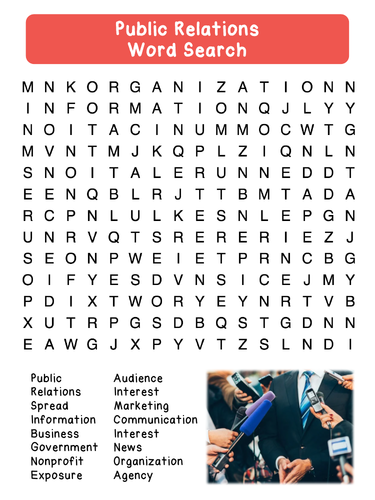 Public Relations - Word Search | Teaching Resources