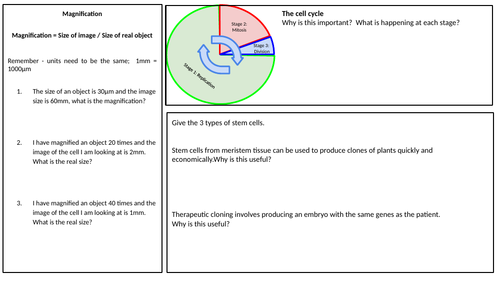 AQA GCSE Biology (9-1) B2 Cell division - REVISION LESSON | Teaching ...