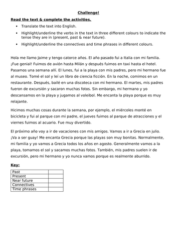 KS3 Spanish: Mis Vacaciones (preterite) 4 Complete Lessons & more ...