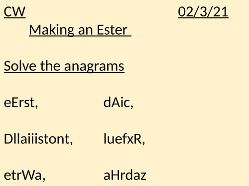 Making Esters | Teaching Resources