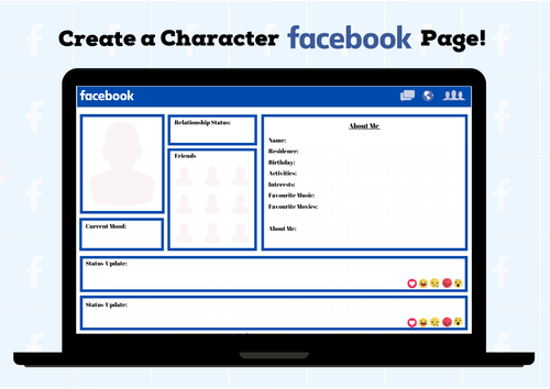 English Activity: Facebook Character Profile Template | Teaching Resources