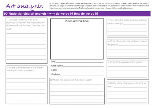KS3/KS4 Art analysis | Teaching Resources