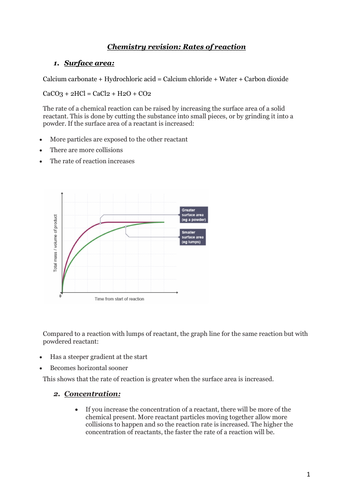 Rates of Reaction - Notes GCSE Chemistry AQA Combined Science ...
