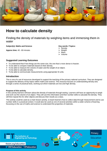 How to calculate density | Teaching Resources