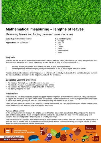 Mathematical measuring - lengths of leaves | Teaching Resources