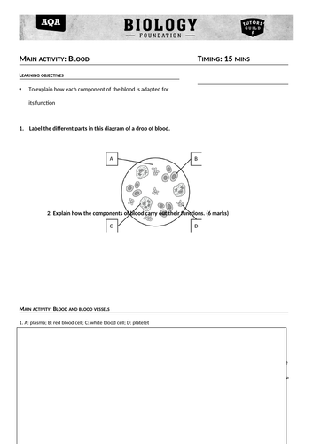 AQA combined science trilogy Biology GCSE Topic 2 (B3-B4) Organisation ...