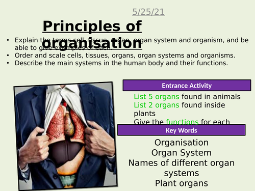 AQA combined science trilogy Biology GCSE Topic 2 (B3-B4) Organisation ...