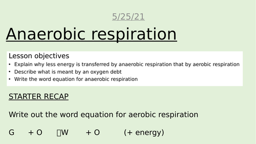 AQA combined science Biology GCSE Topic 4 (B8/B9) Bioenergetics ...