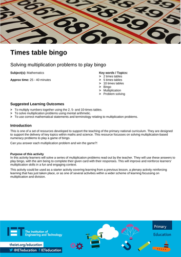 Times table bingo | Teaching Resources
