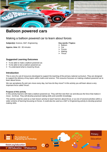 Balloon powered cars | Teaching Resources