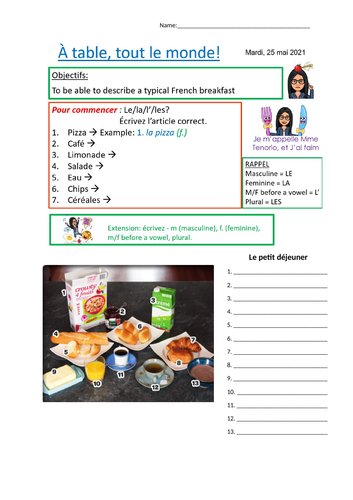 Le petit déjeuner | Teaching Resources