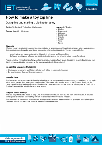 How to make a zip line | Teaching Resources