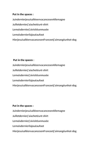 French ks3 holidays and perfect tense | Teaching Resources