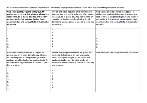 Spanish KS3 where I live, my house, jobs in the house | Teaching Resources