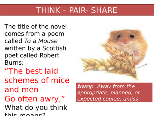 Of Mice and Men - Complete Scheme of Learning - Lesson 1 | Teaching ...