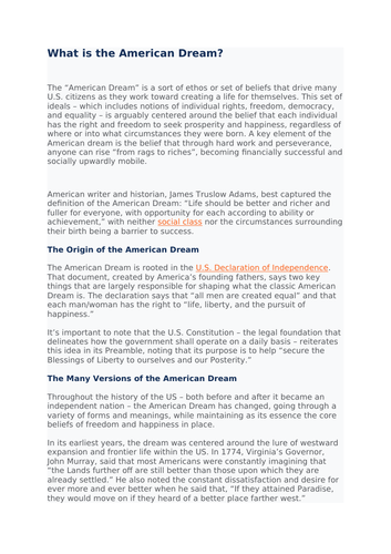 Of Mice and Men - Lesson 2 - The American Dream | Teaching Resources