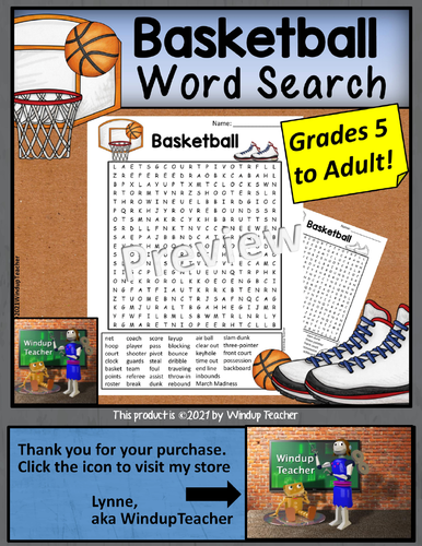 Basketball Word Search – Hard for Grades 5 to Adult | Teaching Resources