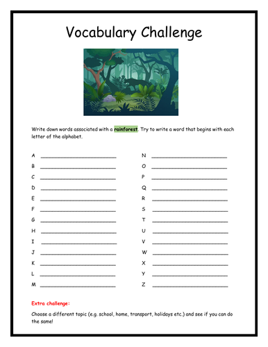 Rainforest Punctuation, Spelling + Vocabulary Worksheets | Teaching ...