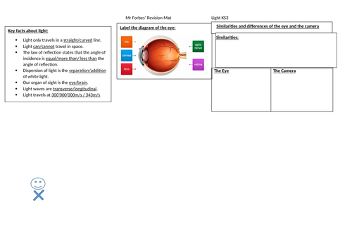 KS3 Light Revision Mat - Year 7 | Teaching Resources