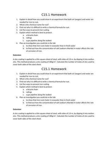 AQA GCSE Chemistry (9-1) - C15.1 Rusting FULL LESSON | Teaching Resources