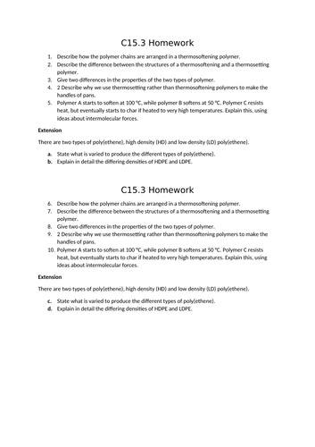 AQA GCSE Chemistry (9-1) - C15.3 The properties of polymers FULL LESSON ...