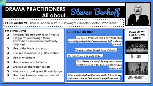 Drama Practitioners Knowledge Organisers/Display Posters | Teaching ...