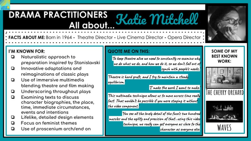 Drama Practitioners Knowledge Organisers/Display Posters | Teaching ...