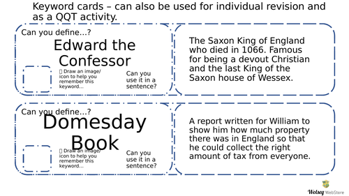 1066 flash cards - History KS3 | Teaching Resources