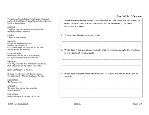 AQA GCSE Literature Macbeth scheme - lower ability | Teaching Resources