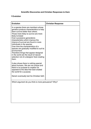 A Level Religion and Science PowerPoint and Worksheet | Teaching Resources