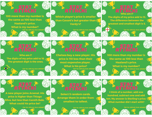Maths place value football cards with activities Year 3 | Teaching ...