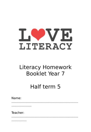 Literacy Homework Booklet | Teaching Resources