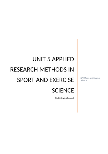 Unit 5: Applied Research Methods in Sport and Exercise Science: Unit ...