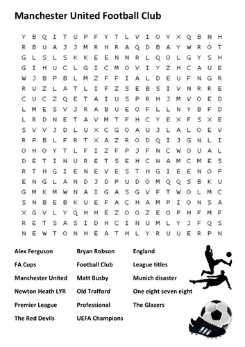 Manchester United Football Club Word Search | Teaching Resources