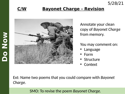 Bayonet Charge - Ted Hughes | Teaching Resources