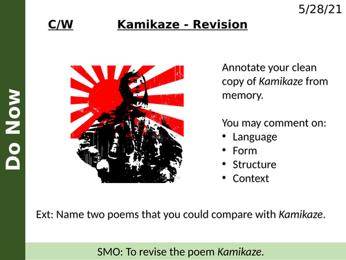 Kamikaze - Revision Lesson | Teaching Resources