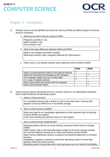 J277 OCR GCSE Computer Science: 1.2 Memory and Storage PART 1 - END OF ...