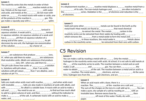 AQA GCSE Chemistry (9-1) Paper 1 Revision - ALL GAP FILL MIND MAPS | Teaching Resources