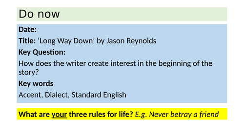 'Long Way Down' by Jason Reynolds | Teaching Resources