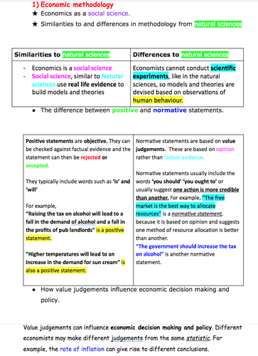 AQA A level Economics- Economic methodology and the economic problem ...