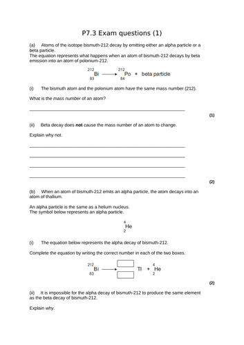 AQA GCSE Physics (9-1) - P7.3 Changes in the nucleus FULL LESSON ...