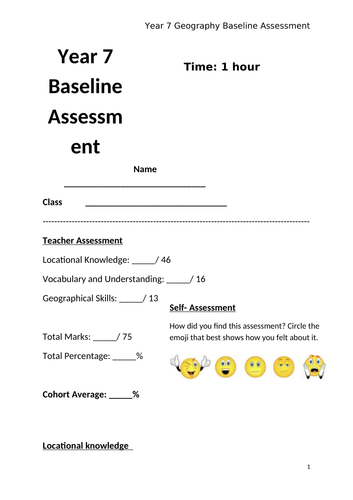 Geography Baseline Assessment | Teaching Resources Geography Baseline Assessment | Teaching Resources
